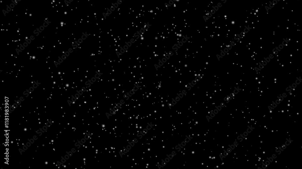 Snow Animation on black background, slow motion, falling snowflakes ...