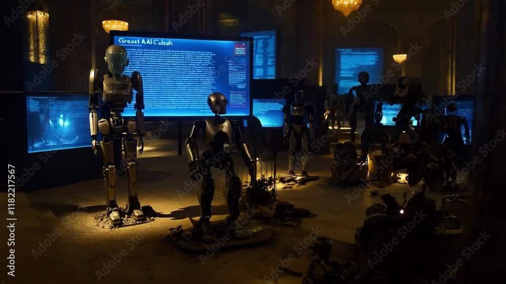 Robots in an Exhibition Hall Showcasing Advanced Technology and ...