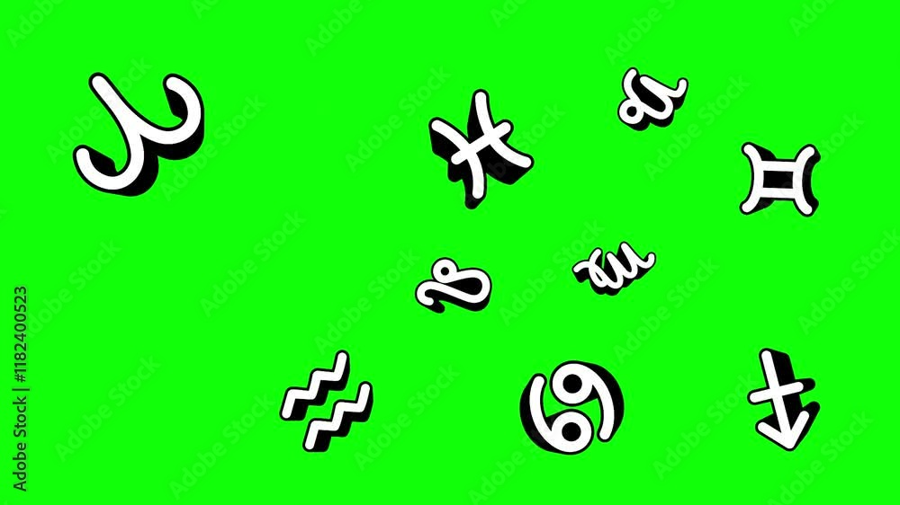 zodiac symbol animation. Horoscope pop up motion on green screen ...