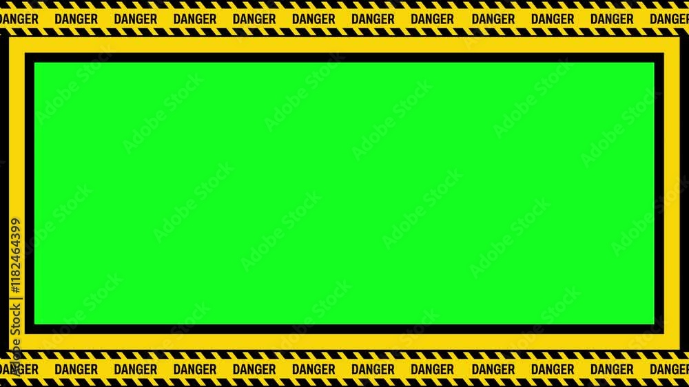 police tapes animation. danger lines motion on green screen background ...