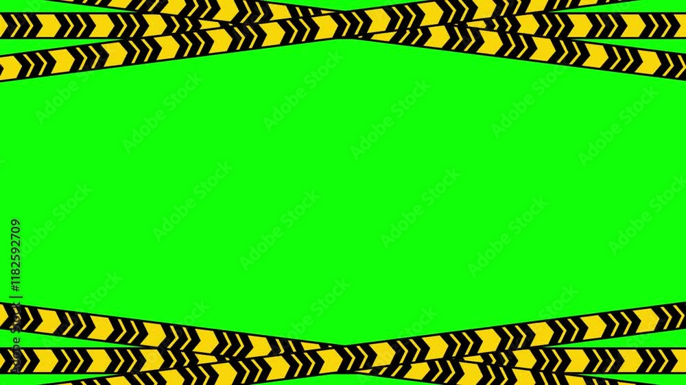 crossed Police line do not cross animation. crime scene motion on green ...