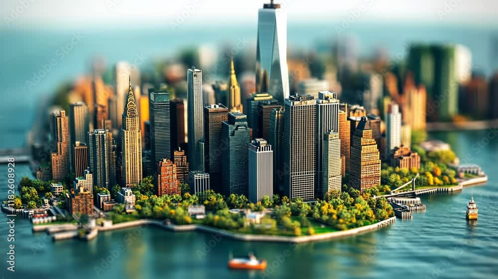 Colorful Cartoon City Skyline and Skyscrapers in Miniature Animation of ...