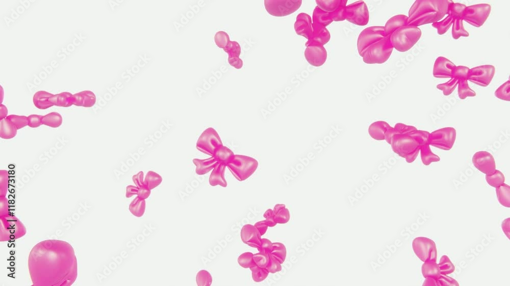 Abstract 3D backgrounds falling bows ribbons cute girly pink colours ...