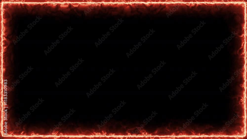 HD fire frame border animation on black screen, border fire frame for ...