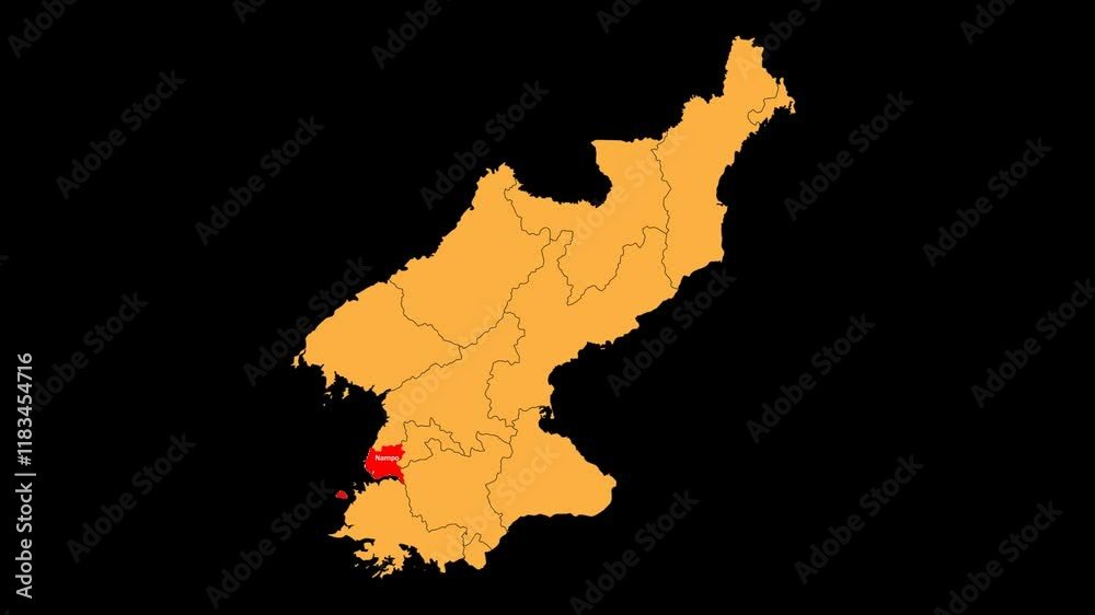 Nampo map animated video. The location is highlighted on the North ...