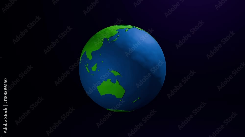 Looped 3D animation of rotating Earth globe made of plasticine material ...
