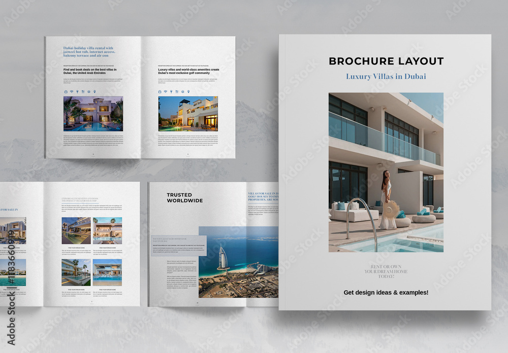 Real Estate Luxury Villas Brochure Layout Stock Template | Adobe Stock