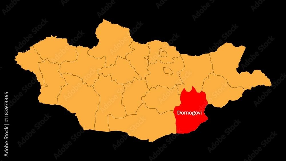 Dornogovi map animated video. The location is highlighted on the ...