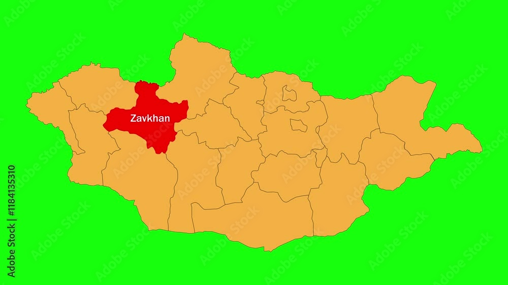 Zavkhan map animated video. The location is highlighted on the Mongolia ...