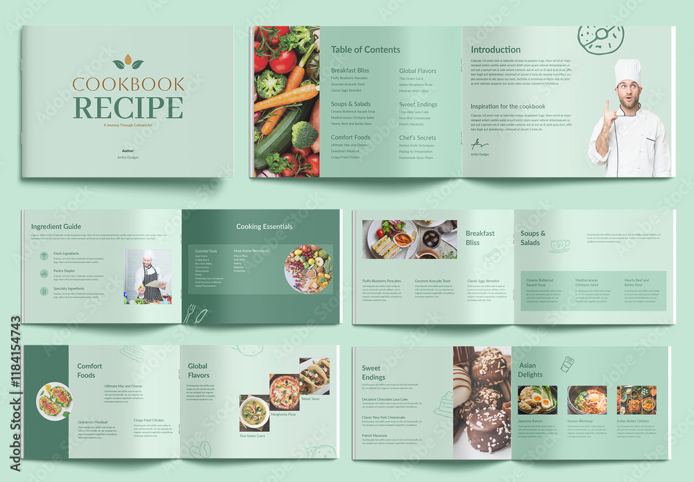 Professional Cookbook Recipe Layout Templates Stock Template | Adobe Stock