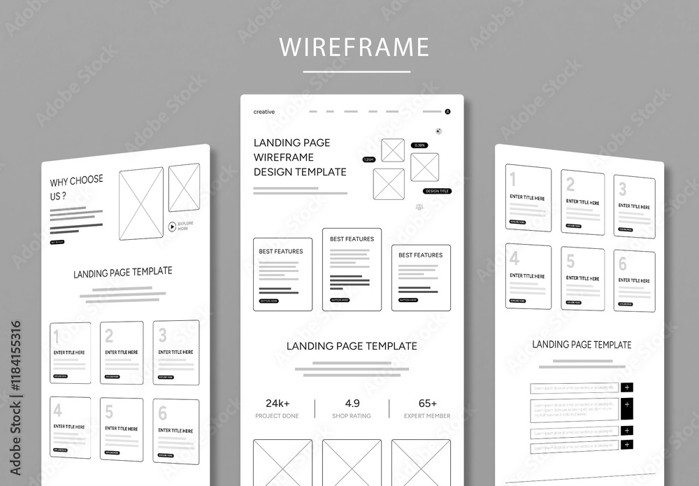 Wireframe Design Template for Websites Stock Template | Adobe Stock