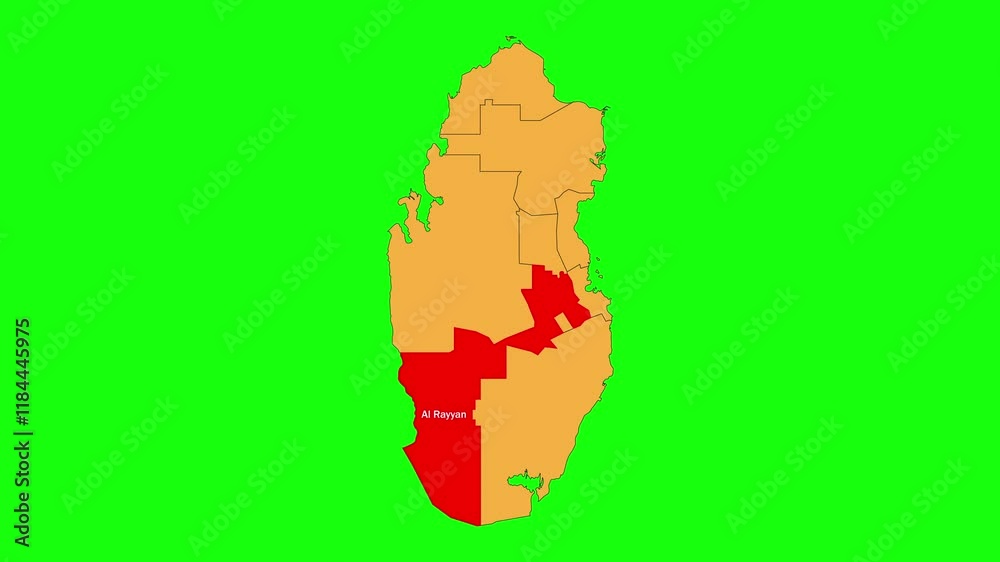 Al Rayyan map animated video. The location is highlighted on the Qatar ...