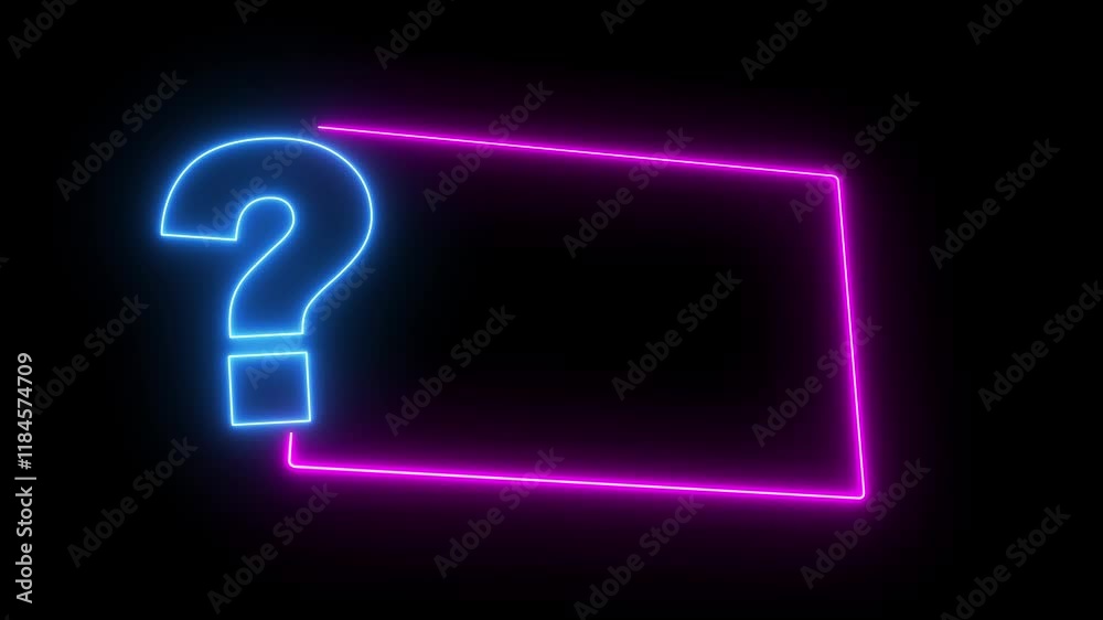 Question mark neon sign light on wall background. Glowing large ...