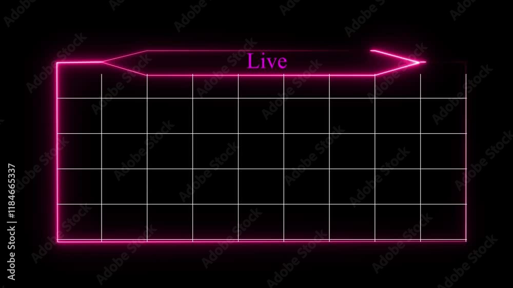 live neon text frame animation box frame neon frame live game live 4k ...