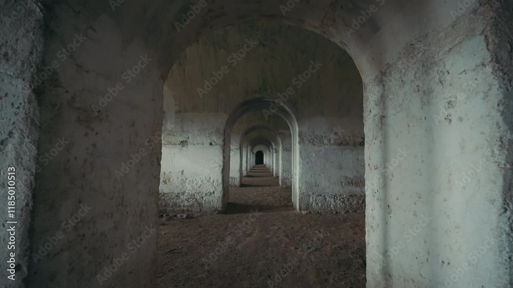 An impressive image of consecutive arches in the interior of the ...