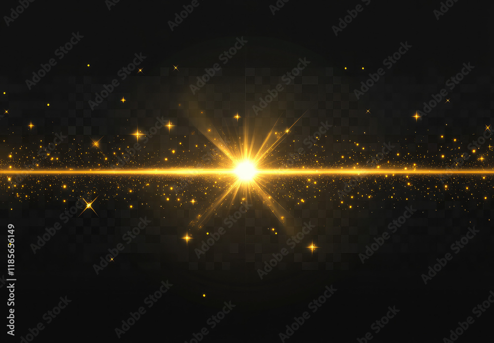 Photo & Art Print Golden Light Effect With Sparkling Stars Illuminating ...