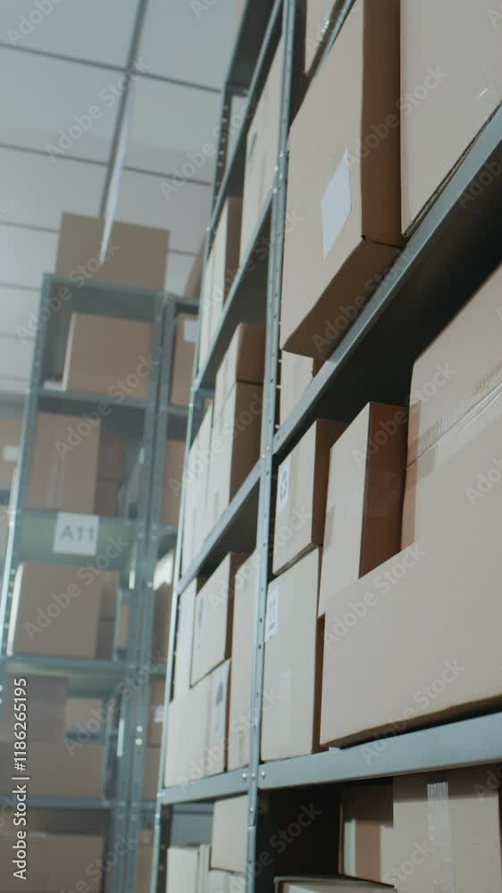 Big Storage, Warehouse Retail Center with Rows of Shelves with ...