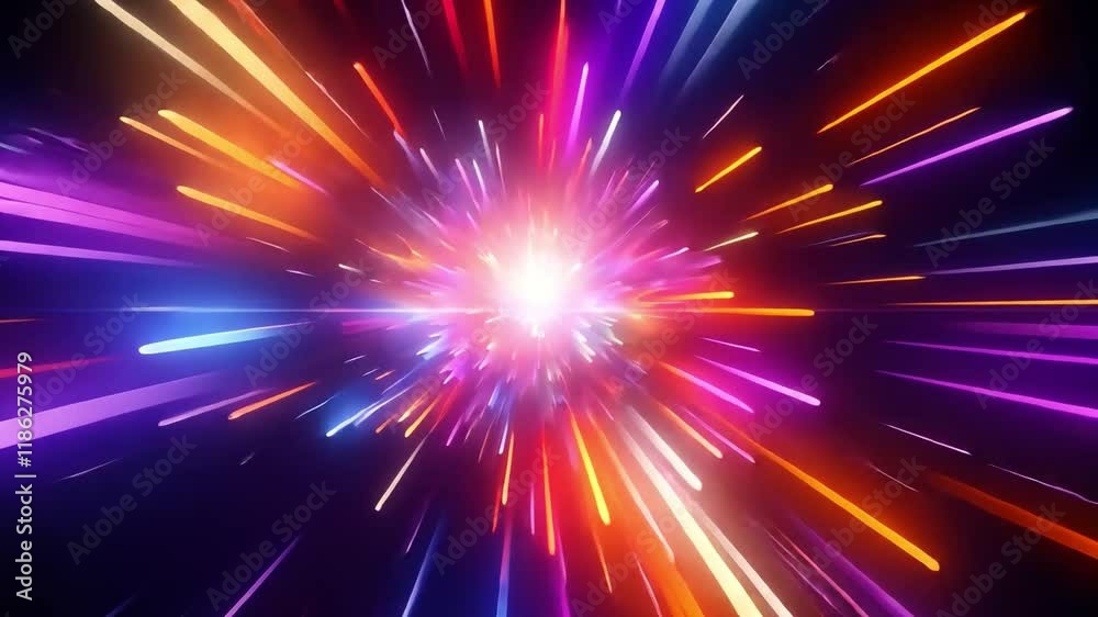 Neon Burst: A vibrant explosion of light streaks across a dark ...