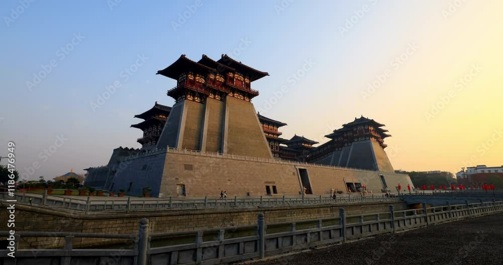 Time lapse of Ying Tian Men at dawn. Ying Tian Men is the south gate of ...