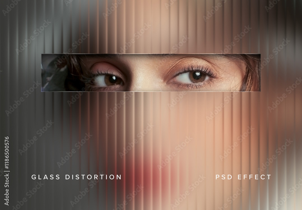 Reeded Glass Distortion Image Effect Mockup Stock Template | Adobe Stock