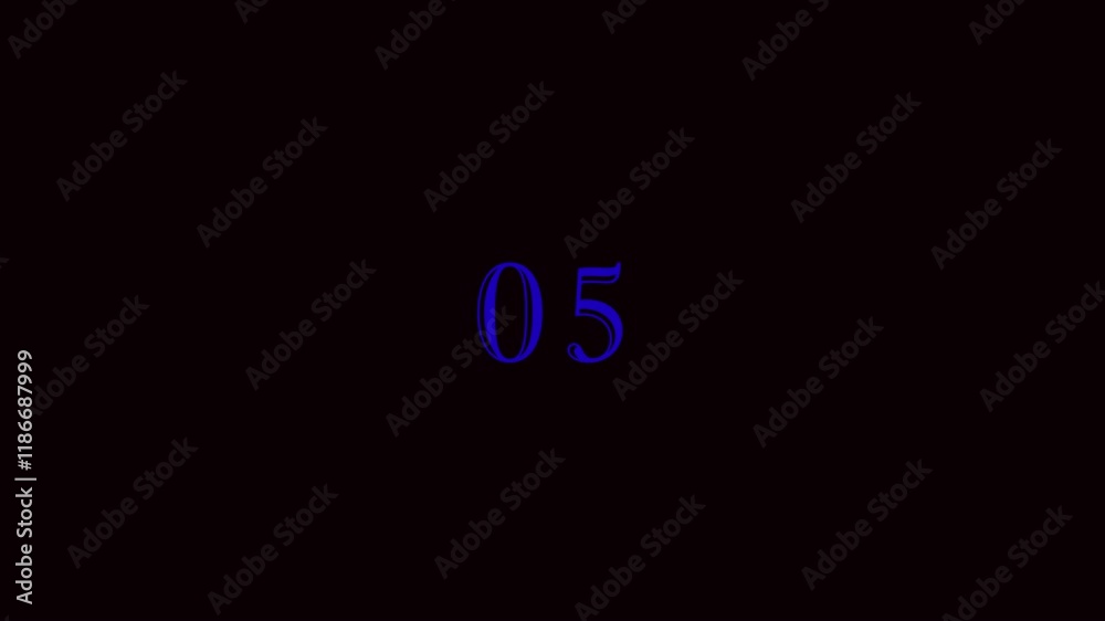 5 seconds countdown timer on black background, countdown animation from 5 to 0 second, Countdown ...