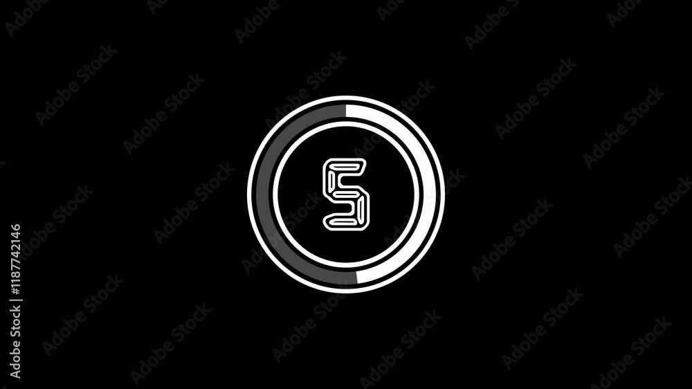 10 seconds countdown timer animation on black background for gaming ...