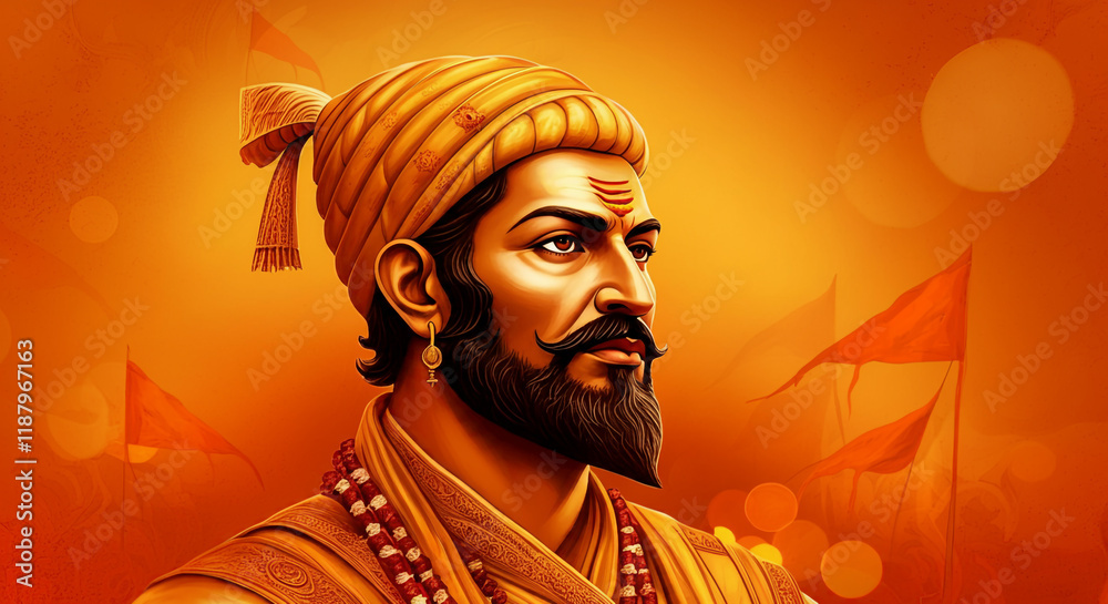 Photo & Art Print Side Portrait of Shivaji Maharaj in Royal Attire, Deepa