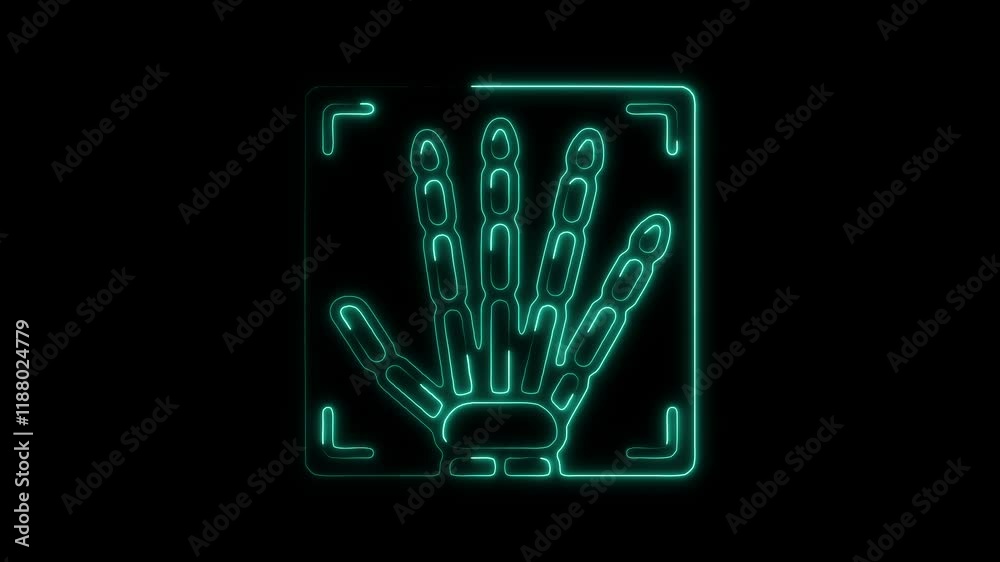 Glowing Neon X-ray Icon Animation on Black Background, HD Motion ...