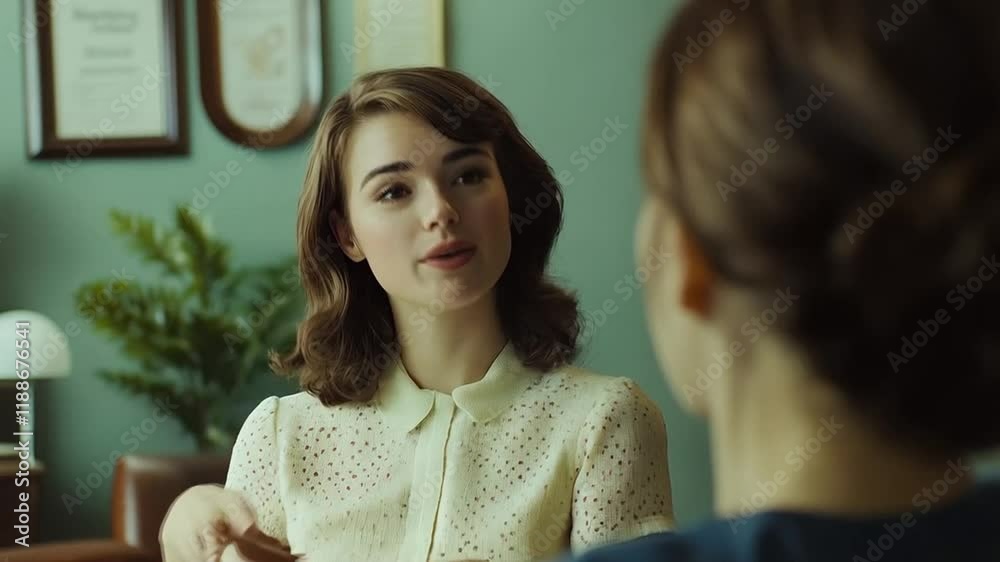 Scene of 2 women having a conversation, seamless looping motion for ...