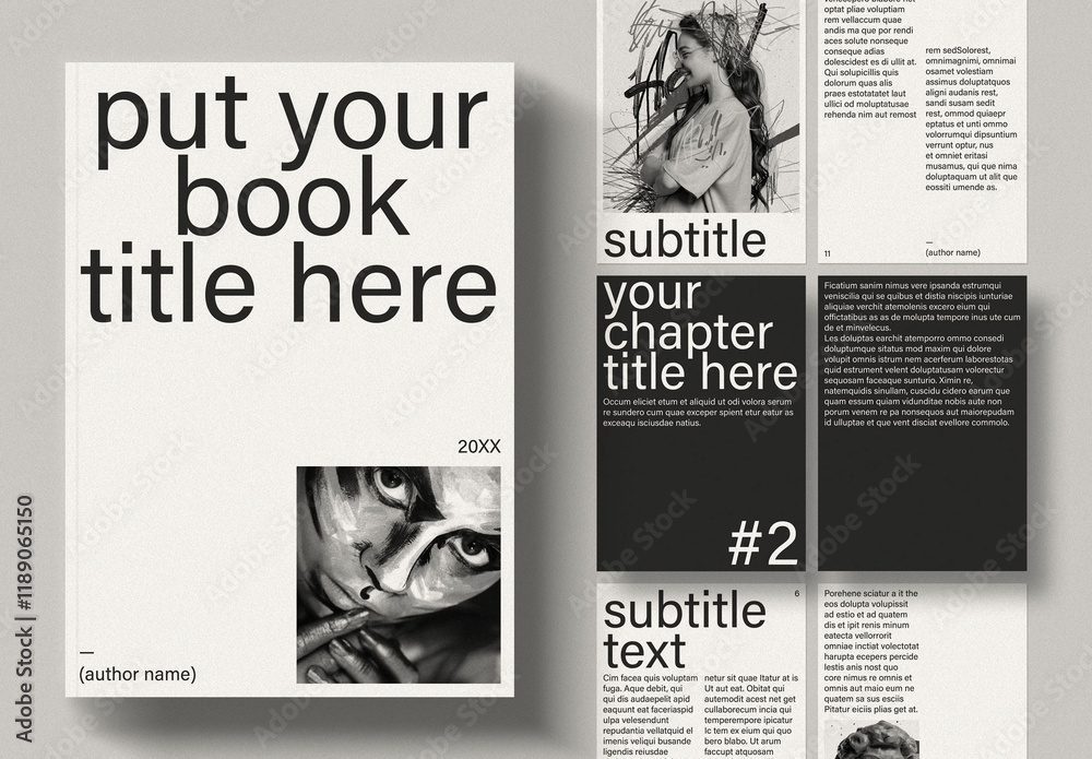 Black and White Book Layout Template Design Stock Template | Adobe Stock