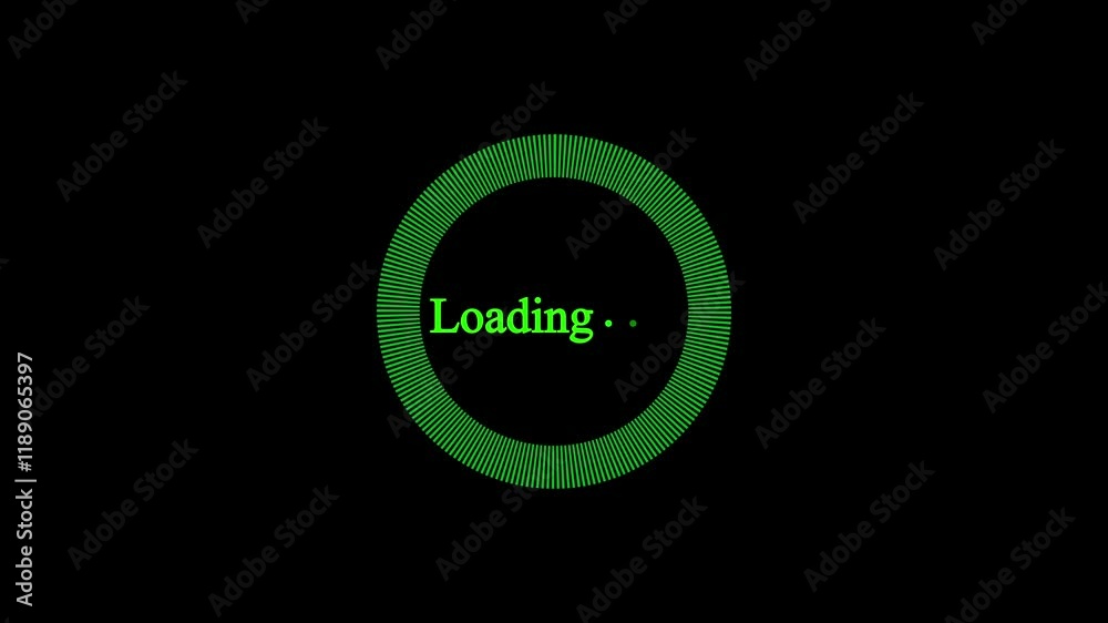 Neon fast loading bar icon animation on black background. Loading, text ...