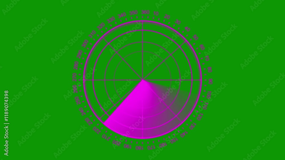 Radar screen animation on black background. Signal transmitted sonar ...