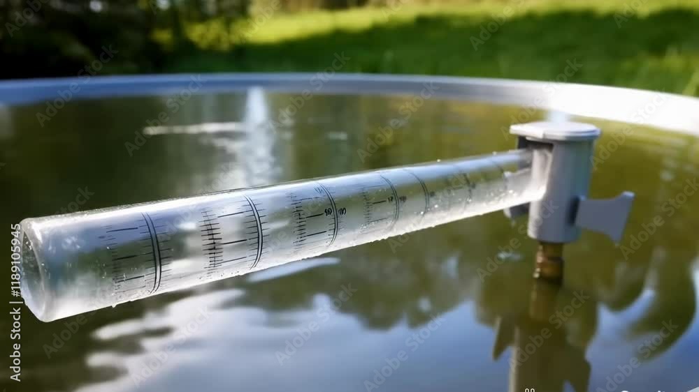 Transparent water level indicator shows a low water level in a ...