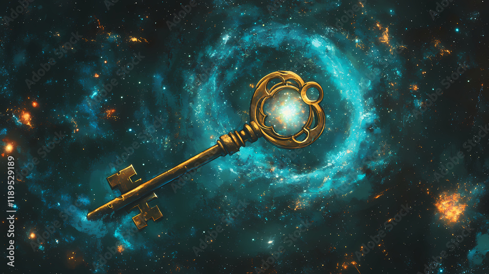 Poster An ancient key drifts in space its purpose fulfilled as a ...