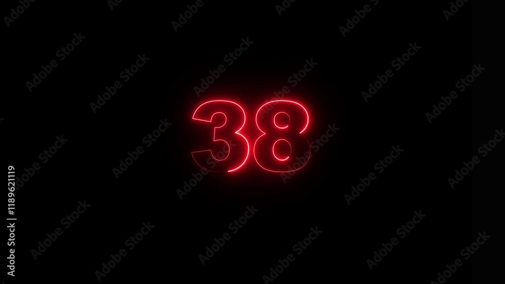 neon text 38 number countdown icon background 4k animation .Neon number ...