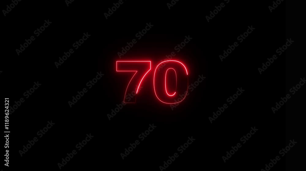 neon text 70 number countdown icon background 4k animation .Neon number ...