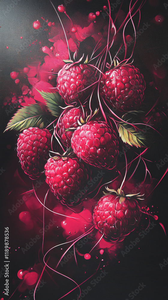 Fotografia A dynamic raspberry design with flowing lines and high ...