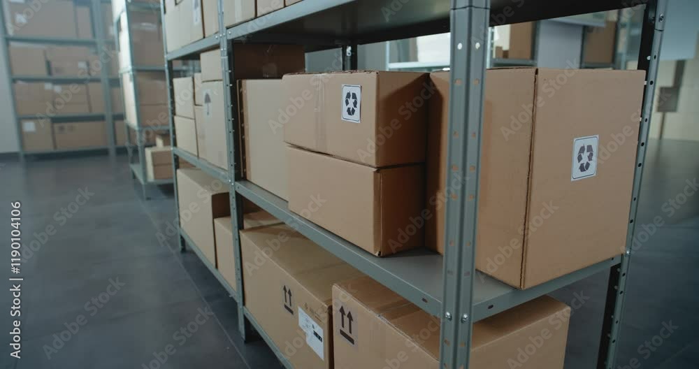 Big Storage, Warehouse Retail Center with Rows of Shelves with ...