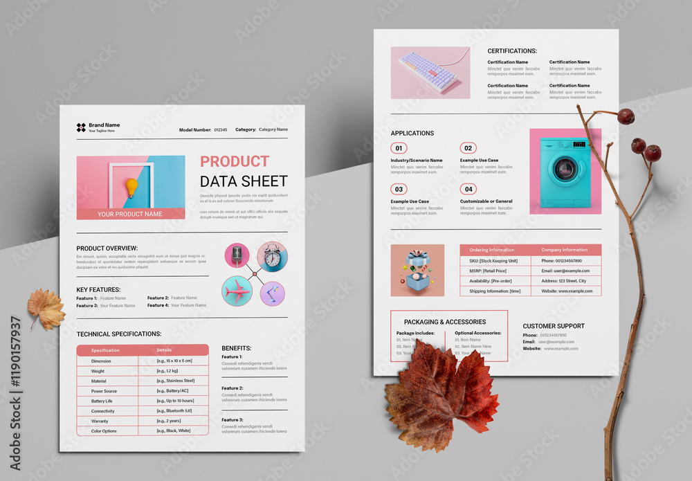 Product Data Sheet Template Layout Stock Template | Adobe Stock