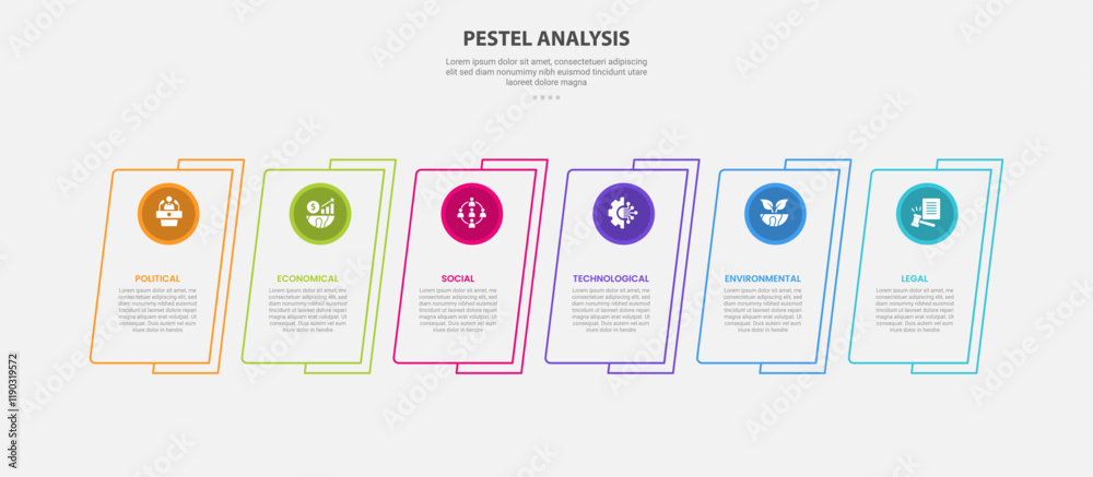 Poster PESTEL analysis infographic outline style with 6 point template ...