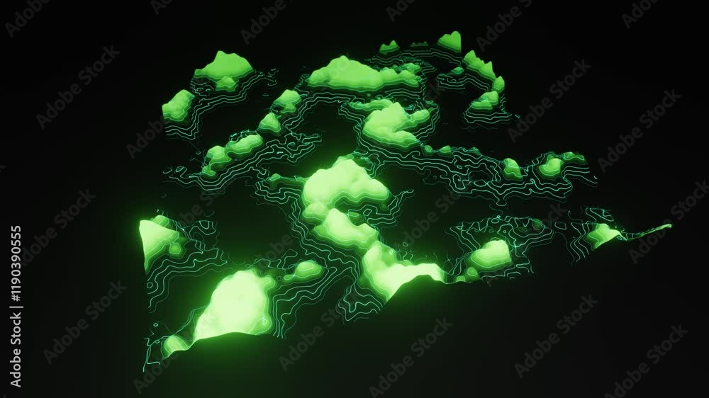 Topographic map with valleys and mountains. Digital landscape elevations and natural relief ...