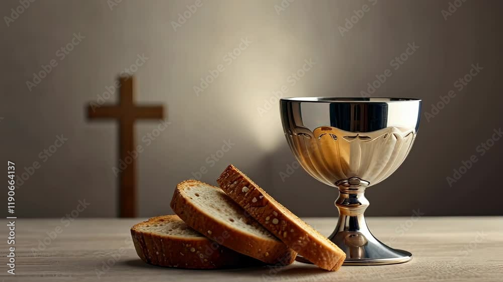 Communion Holy. Easter Communion Still life with chalice of wine and ...