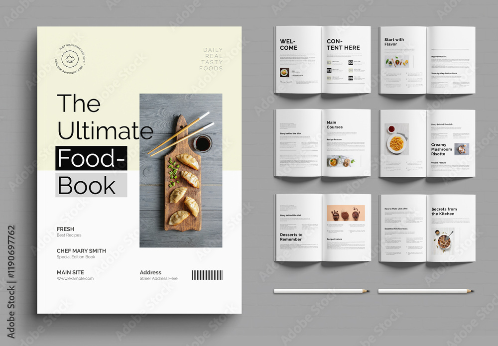 Food and Recipe Magazine Layout Stock Template | Adobe Stock