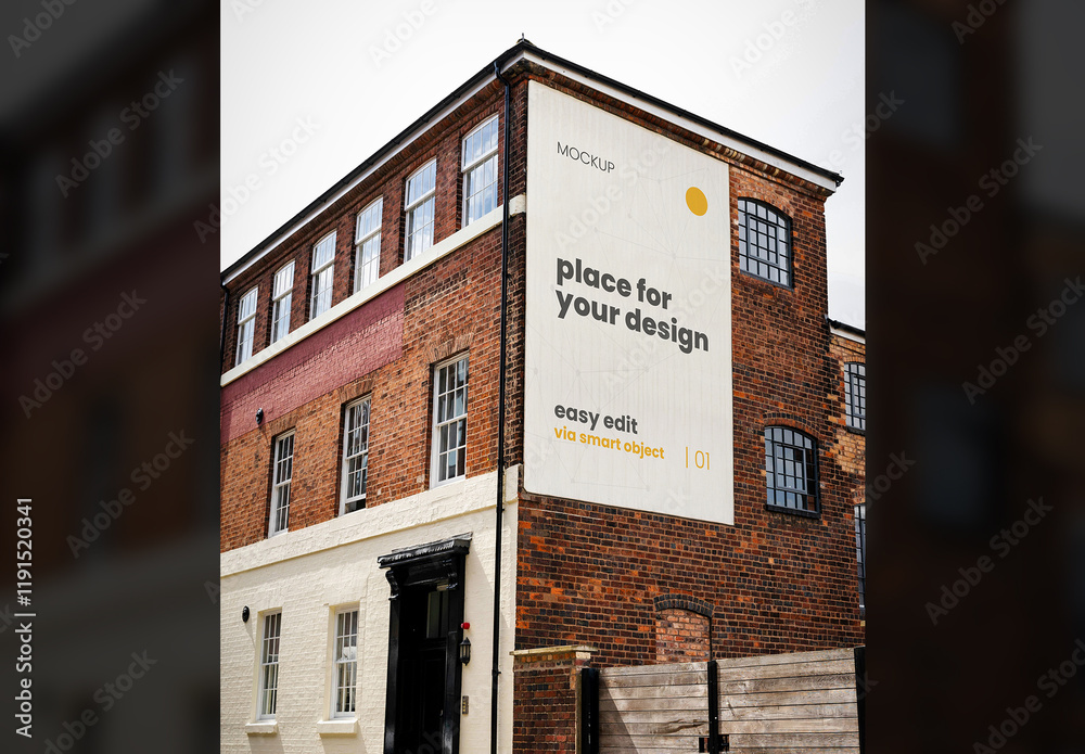 Modelo de Vertical Sign on Side of Building Mockup do Stock | Adobe Stock
