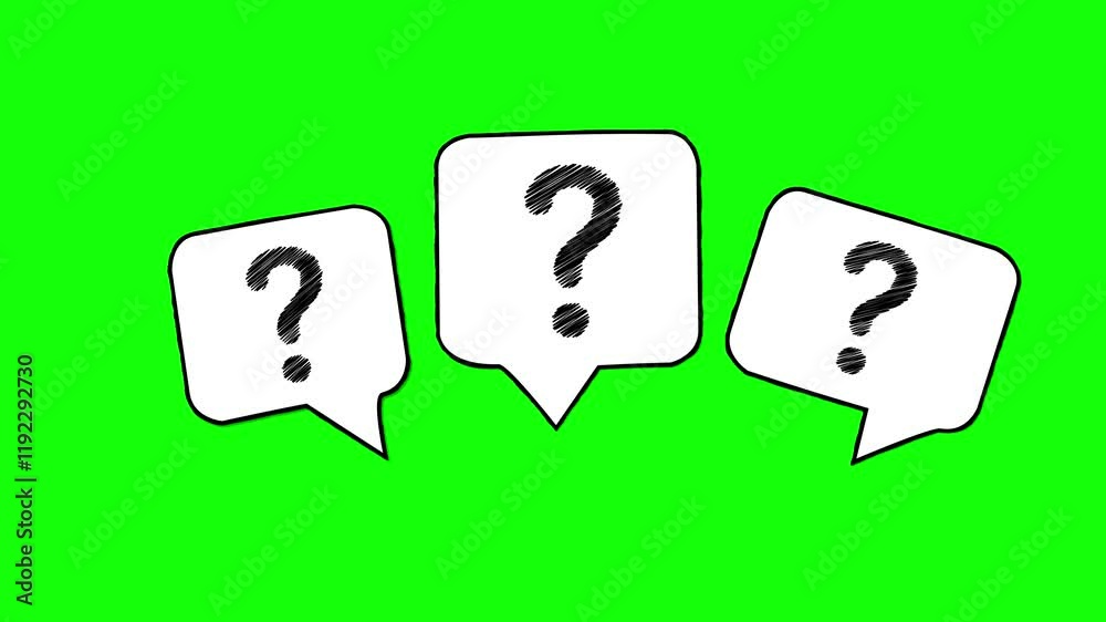 Question marks animation green screen, Pop up question mark comic chat ...