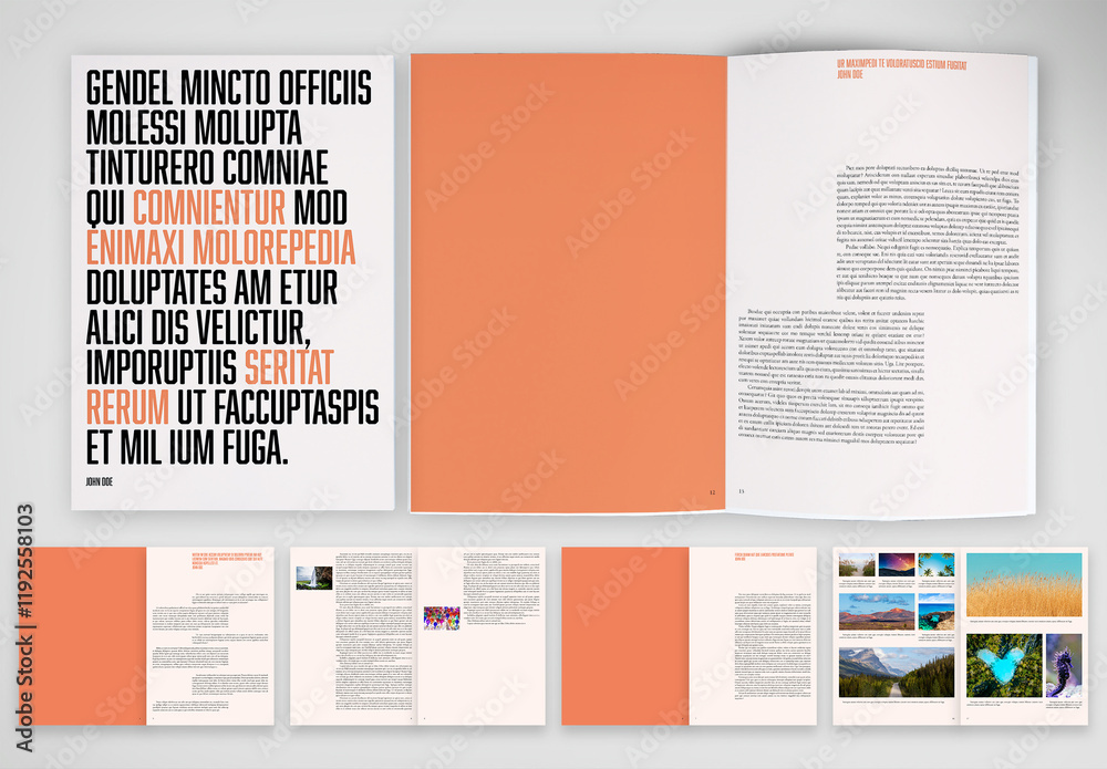 Minimalist Typography Magazine Design with Warm Tones Stock Template ...