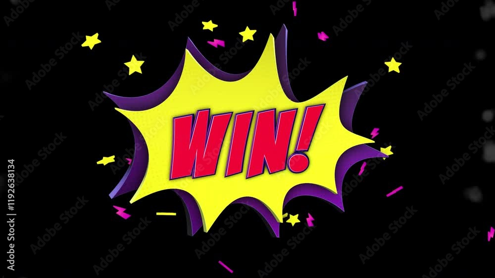 WIN Comic Text Animation, on Alpha Channel, Loop Stock Video | Adobe Stock