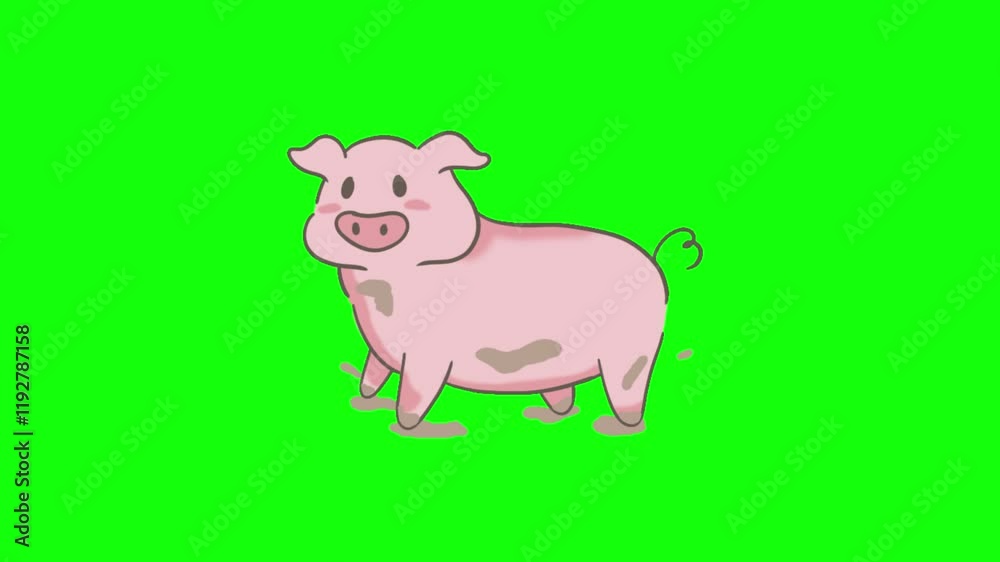 Pig cartoon animation . pig icon animation. animation on transparent ...