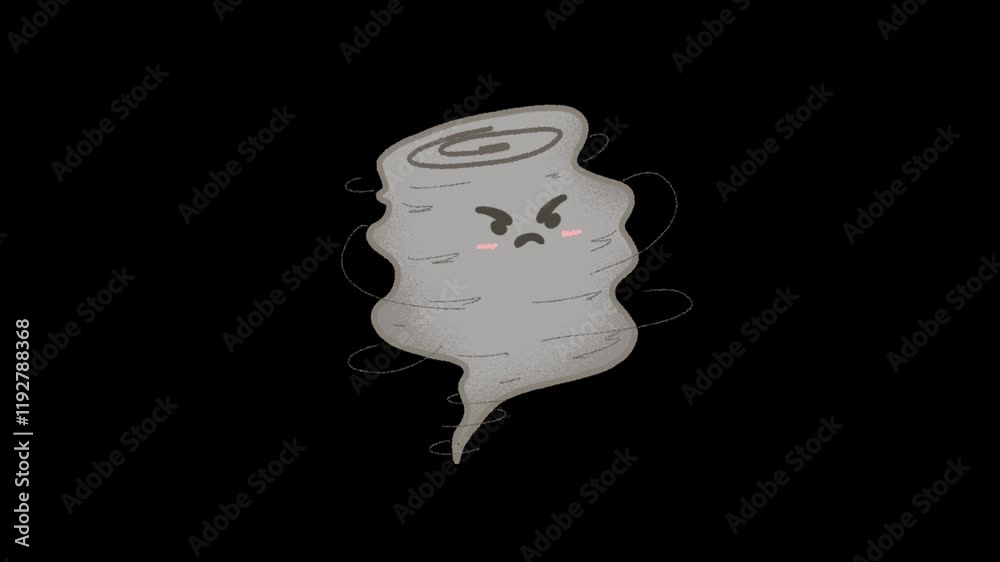 Tornado effect cartoon animation isolated on transparent background. 4k ...
