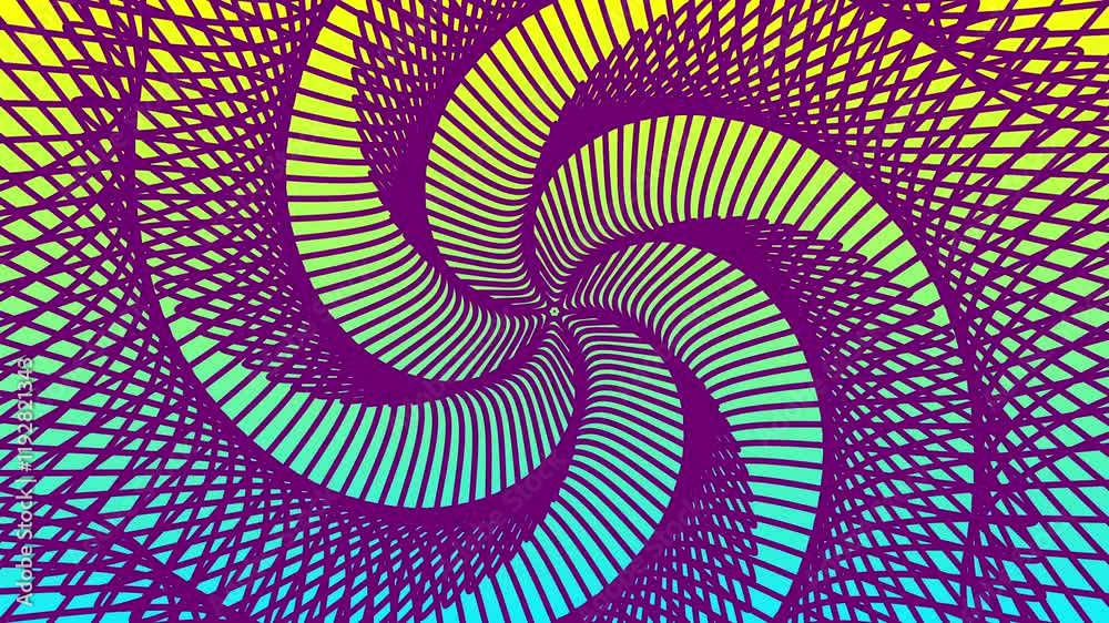 6 sided spiral. Vivid optical illusion 3d animation with color changing ...